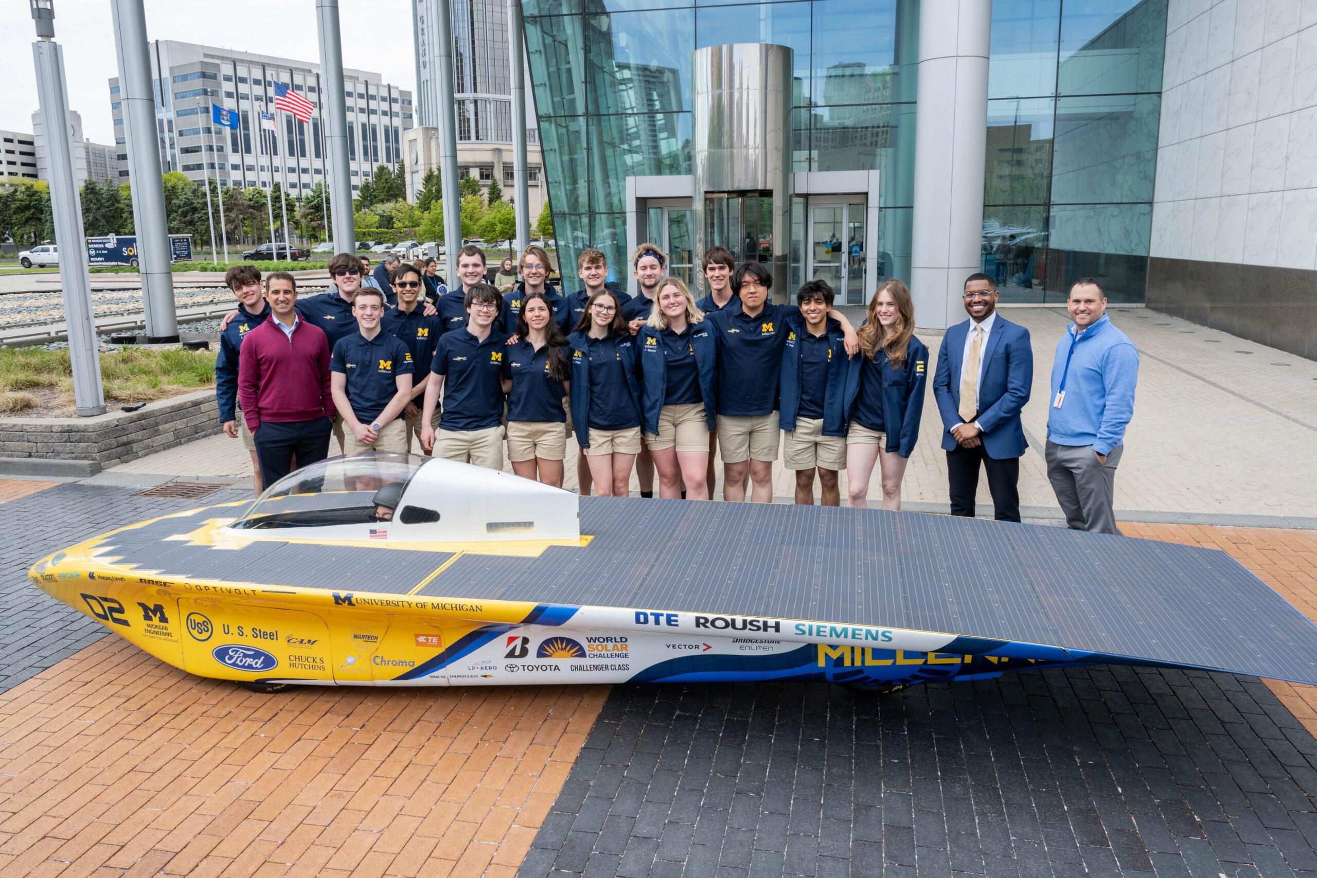 DTE sponsored solar car begins its countrywide journey at HQ ...